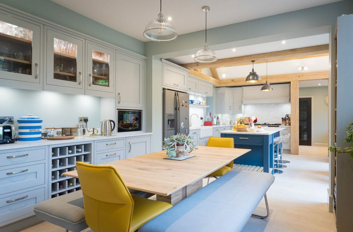 In Frame Painted Kitchen In Farrow & Ball Pavilion Grey & Stiffkey Blue ...