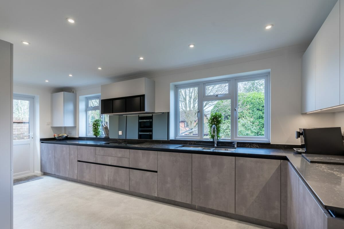 Stunning True Handleless Kitchen In Moonlight Grey & Brest Concrete | HKS